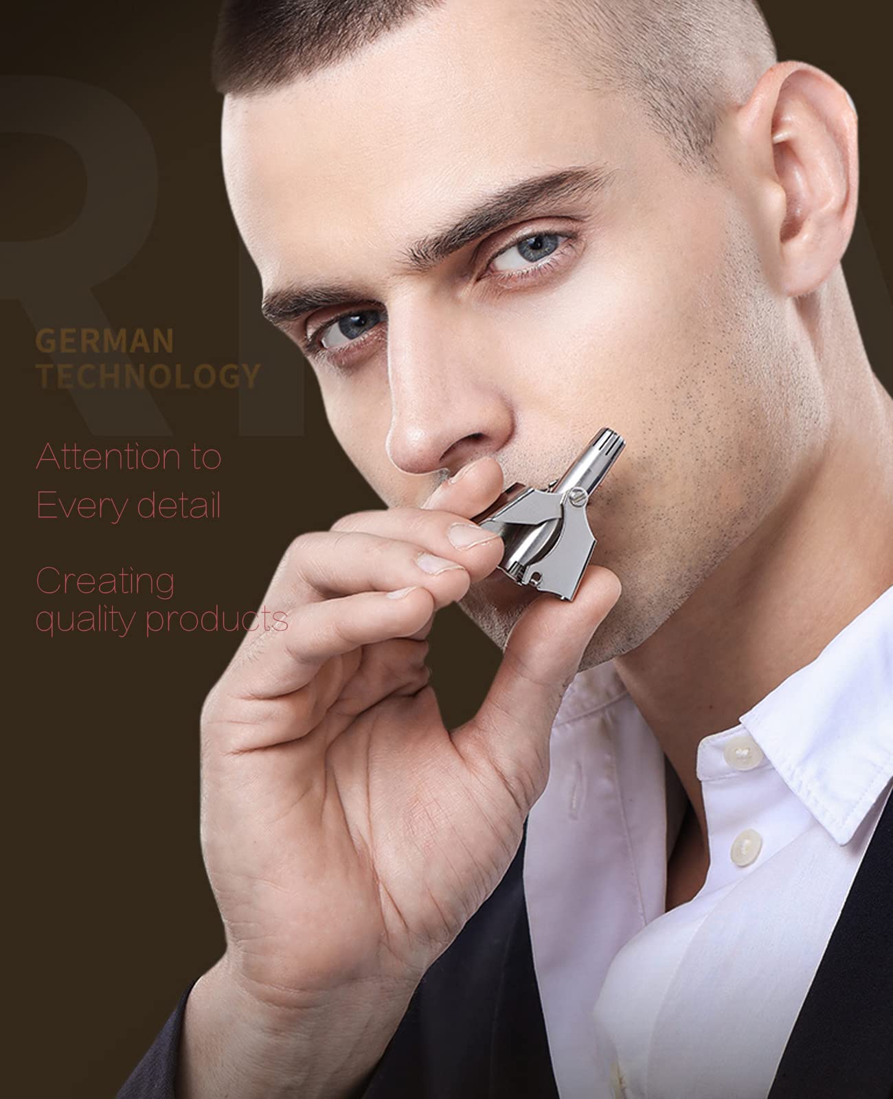 EKE Nose Hair Trimmer, Manual Nose Hair Remover Without Batteries, with 12 Double-Edged Blades, Painless, Waterproof, Easy to Clean and Carry.