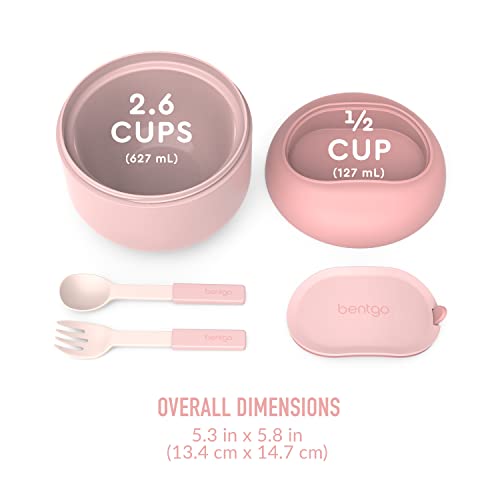 Bentgo Bowl - Insulated Leak-Resistant Bowl with Snack Compartment, Collapsible Utensils and Improved Easy-Grip Design for On-the-Go - Holds Soup, Rice, Cereal & More - BPA-Free, 21.2 oz (Blush)