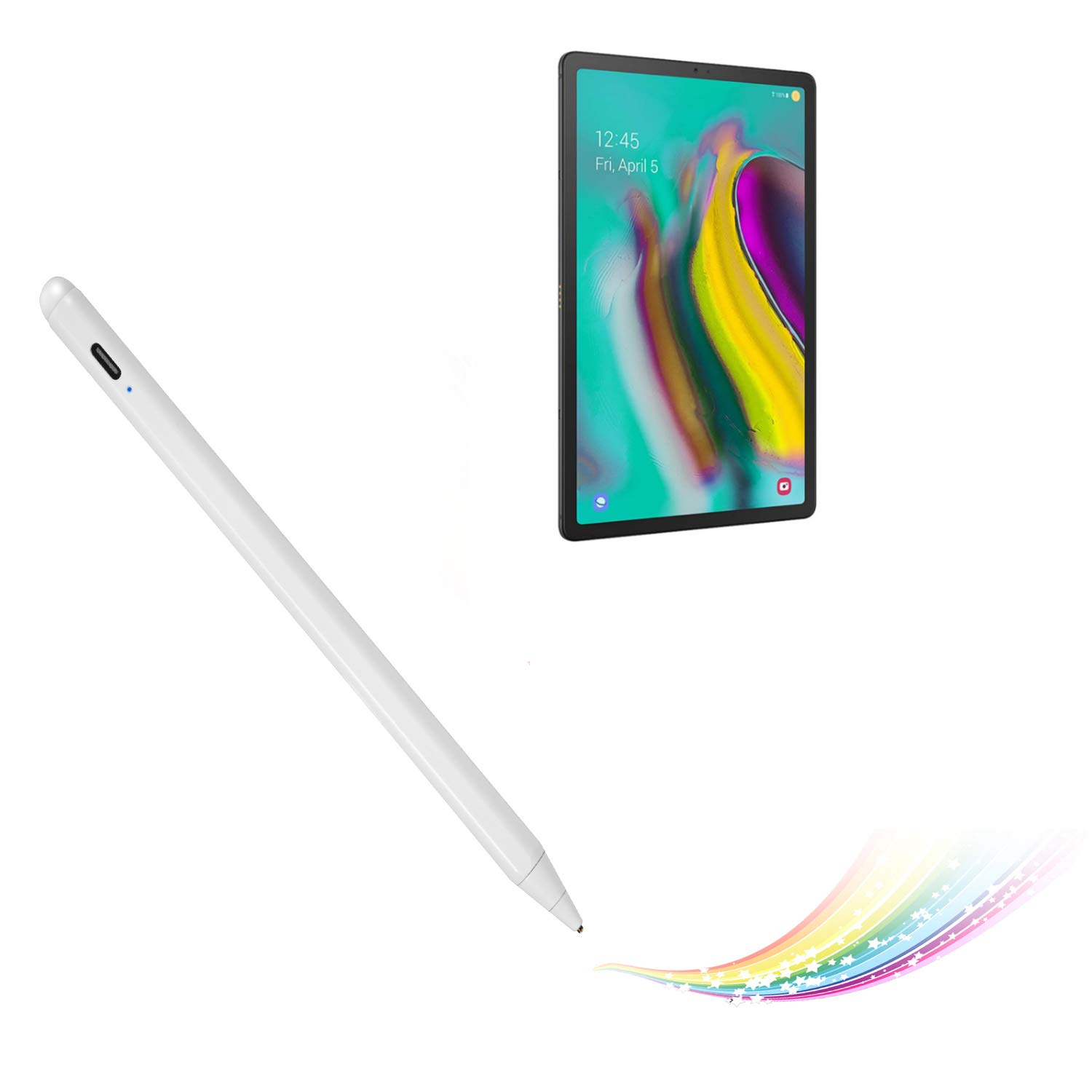 Active Stylus for Samsung Galaxy Tab S9/S9+ Pencil,Electronic Capacitive Type-C Rechargeable Pencil Compatible with Samsung Galaxy Tab S9/S9+ Stylus Pens,Good on Sketching and Note-Taking Pen,White