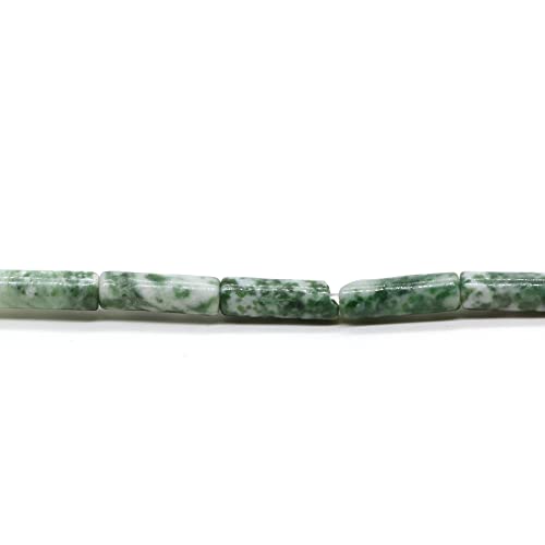 4x13mm Natural Green Point Jade Stone Tube Shaped Gemstone Manual Cylindrical Loose Beads for DIY Bracelets Earring Jewelry Making