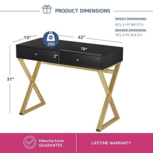 ACME Furniture Acme Coleen Desk, black & Brass Small