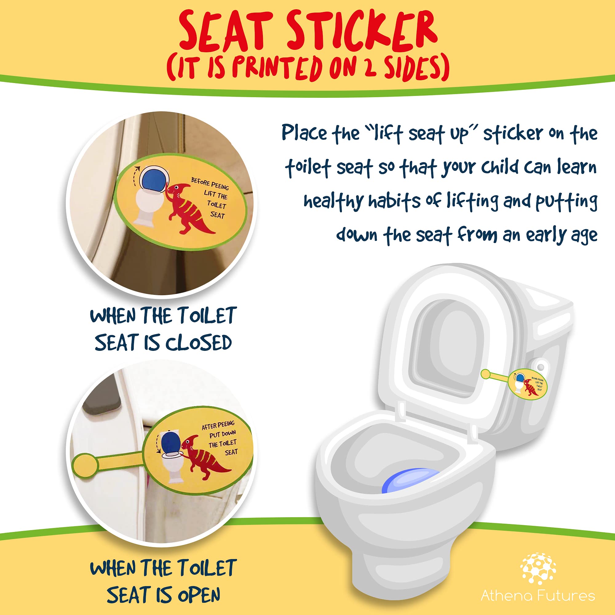 ATHENA FUTURES Potty Training Chart for Toddlers Magnetic Reuseable - Dinosaur Design and Dinosaur Potty Training Toilet Targets