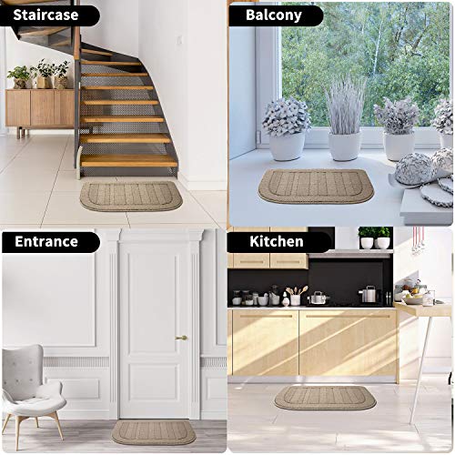 BEQHAUSE 30x18 Inch Kitchen Rug Mats, Durable Anti-Slip Absorbent Dirt-Resistant Kitchen Rug Pet Mat Machine Washable (Beige)