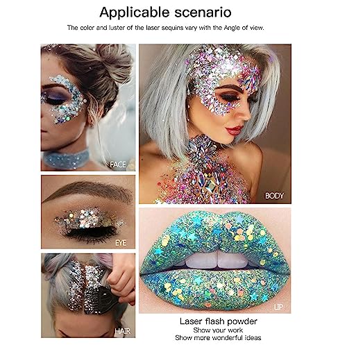 6 Colors Set Fine Glitter Holographic Glitter Craft Cosmetic for Body Face Hair Glitter Bulk, Glitter Tumbler Candle Making 180ML