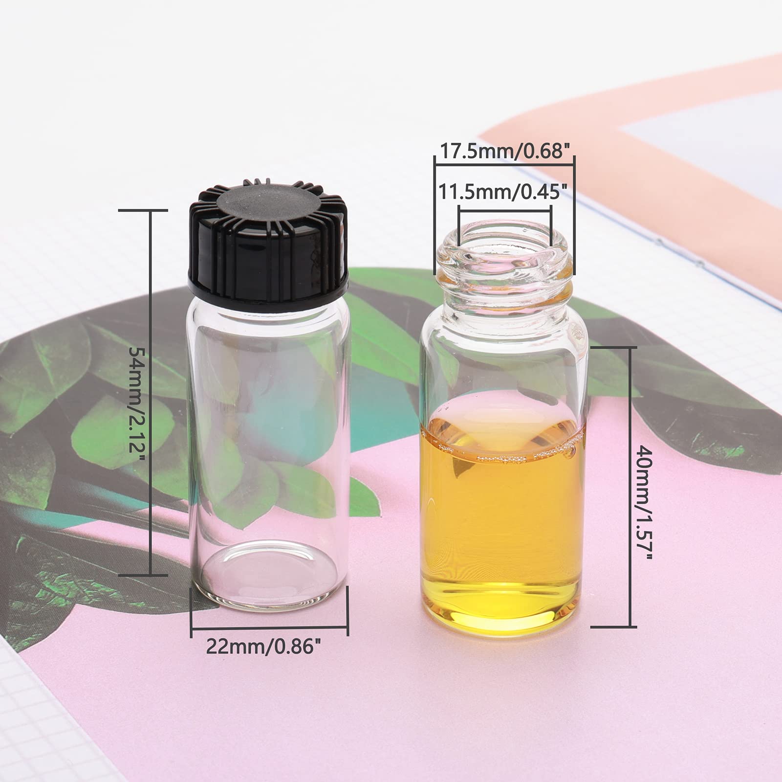 10ml 0.3Oz Clear Glass Vials with Screw Caps, Mini Empty Glass Bottles, Liquid Sampling Glass Bottles Screwcap, Leak Proof Sample Vials, Pack of 10