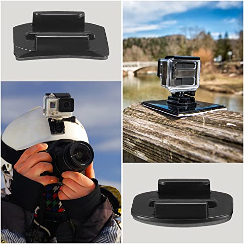 18 Set Helmet Adhesive Sticky Mounts, Flat Curved Adhesive Helmet Sticky Mounts with Accessories Kit, Compatible with GoPro Hero 10/9/8/7, Fusion, 6/5/4, Session, 3+/3/2/1, Action Camera