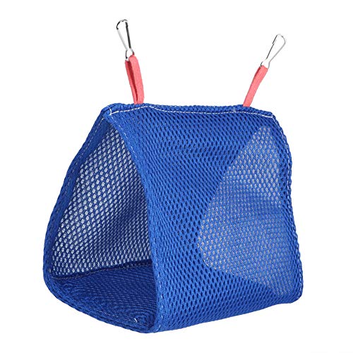 eecoo Parrot Hanging Hammock, Breathable Mesh Summer Small Pet Hammock for Hamster Bird Parakeet Small Parrot Cool Nest Hammock Bed Cage Toy (Blue)
