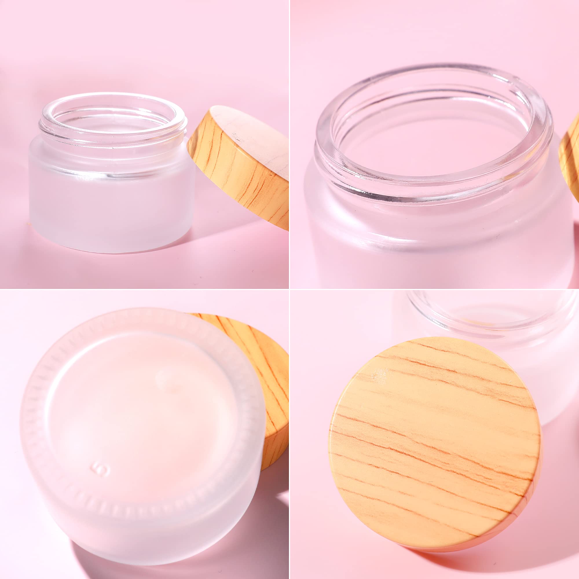 8PCS 10MLGlass Cosmetic Containers with lids,Round Frosted Glass Jars with Leakproof lids,Small Empty Glass Sample Jars for Makeup Lip Scrub Balm Lotions Sample Eye Creams DIY (8 PACK 10ML)