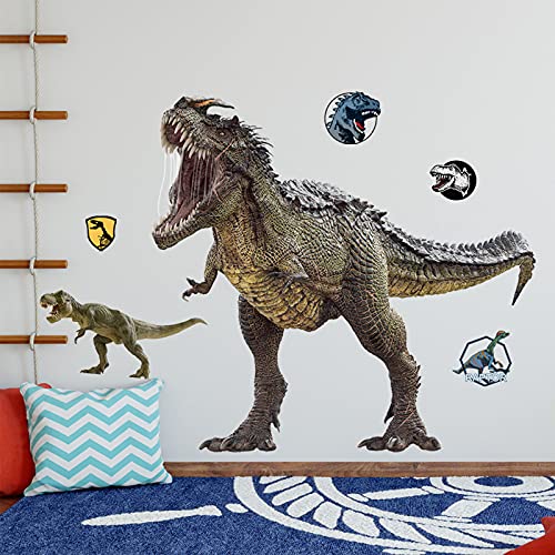 3D Dinosaurs Wall Stickers, Giant Dinosaurs Wall Decals, HOLENGS Peel and Stick Removable Wall Decor for Boys Kids Bedroom Living Room Playroom Wall Decoration