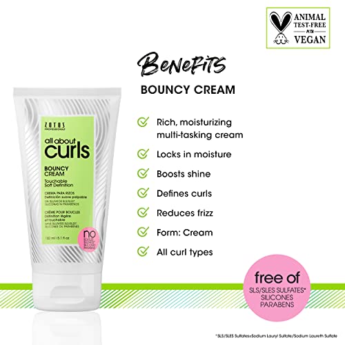 ALL ABOUT CURLS Bouncy Cream Styling | Touchable Soft Definition | Define, Moisturize, De-Frizz | All Curly Hair Types | Vegan & Cruelty Free | Sulfate Free | 5.1 Fl Oz
