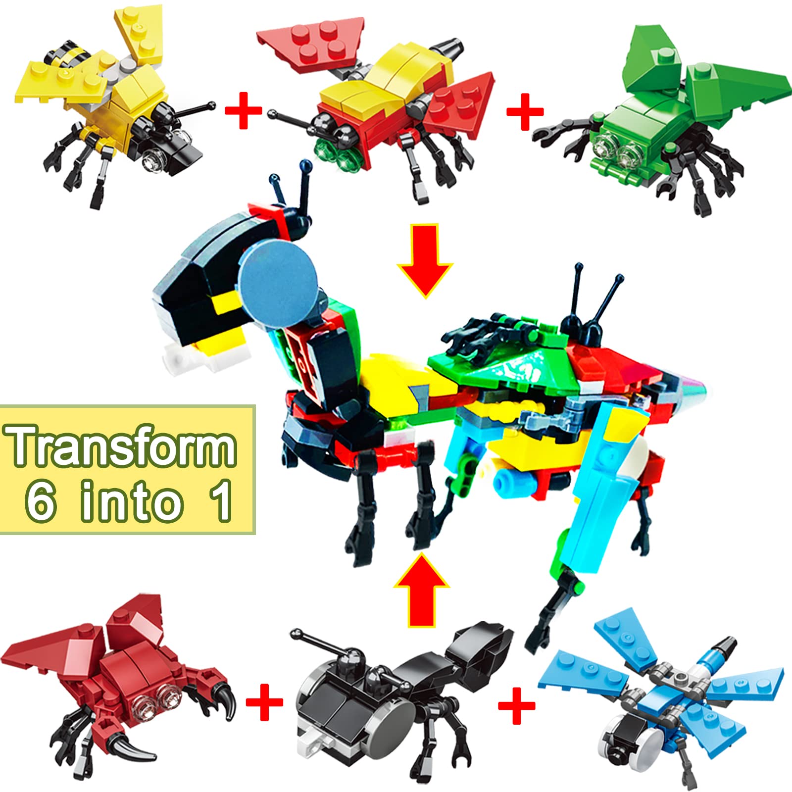 12 Pack 3" Large Easter Eggs Filled Stem Building Toys Easter Basket Stuffers 6 in 1 Transform Animal Building Blocks Easter Party Favors Gifts for Kids Toddlers Boys Girls Teens Easter Eggs Hunt