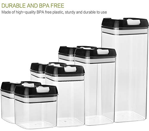 Airtight Food Storage Containers - MCIRCO 7 Pcs BPA Free Plastic Containers with Upgraded Lids - Kitchen & Pantry Organization and Canisters for Cereal,Flour, Include Label and Measuring Tools