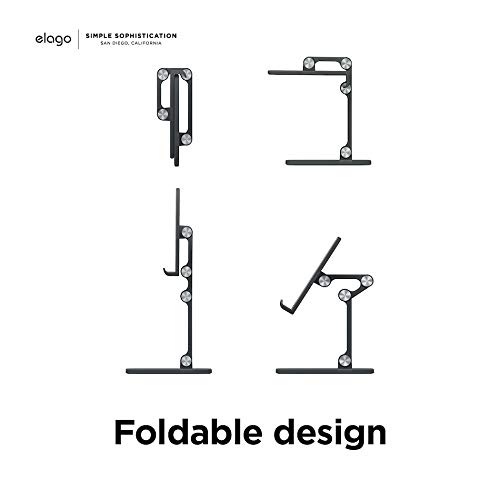 elago M5 Adjustable Phone Stand β Cell Phone Holder for Desk Compatible with iPhone 12 (5.7, 6.1, 6.7) and Compatible with All iPhone Models, All Smartphones (Black)