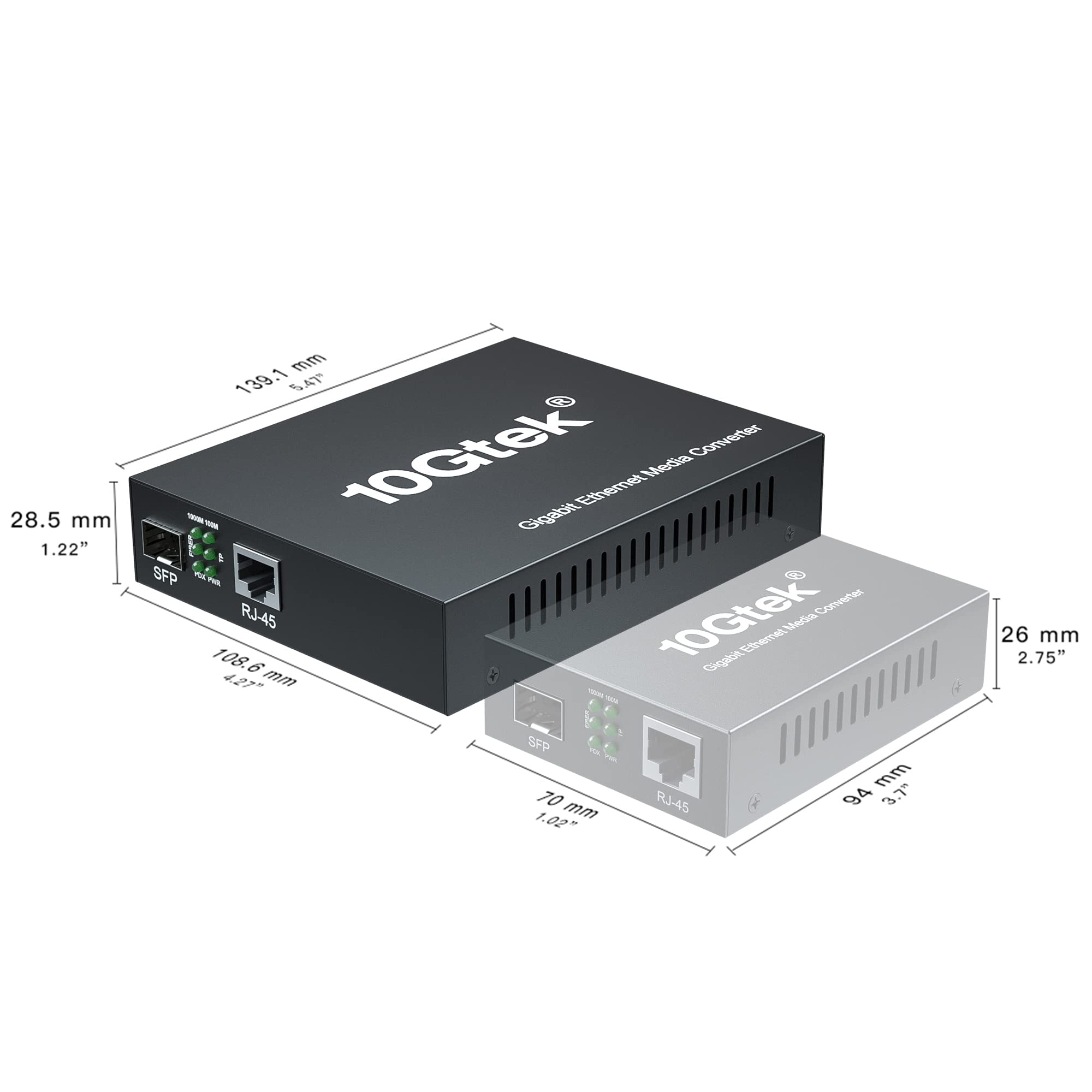 1.25G Media Converter, SFP Slot, Power Inside, with a 1.25G SFP Module, 20km