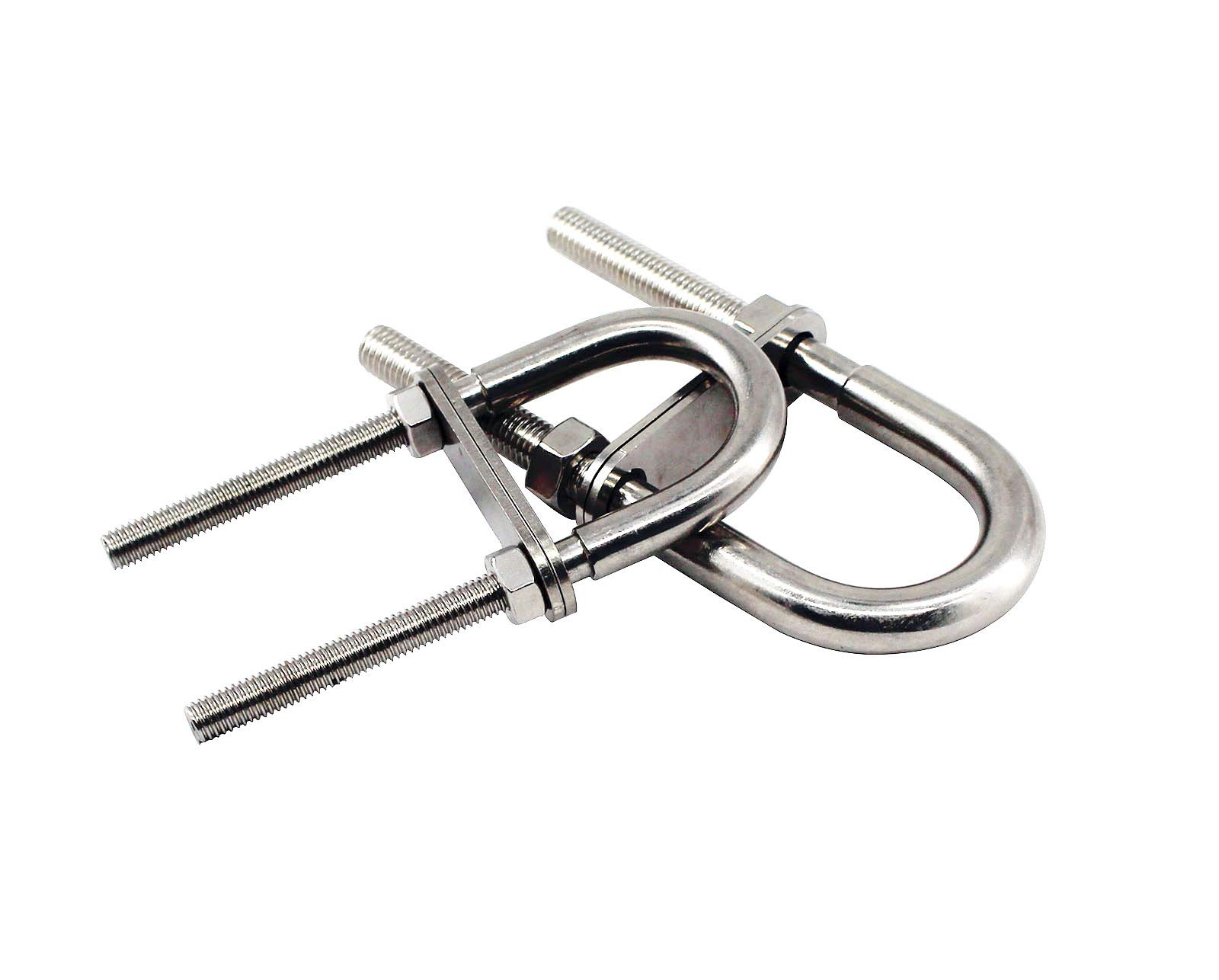 304 Stainless Steel U-Shaped Bolt Set with Nuts and Plates M5x78MM Marine Boat Yacht Fitting Acceossaries Deck Hardware Pack of 4