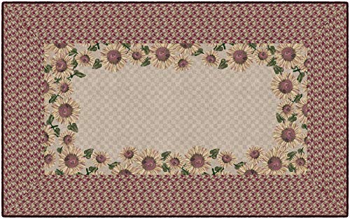 Brumlow MILLS Sunflower Braid Printed Pattern Rustic Floral Area Rug for Kitchen, Entryway, Bathroom Mat and Home Décor, 5' x 8', Sunset