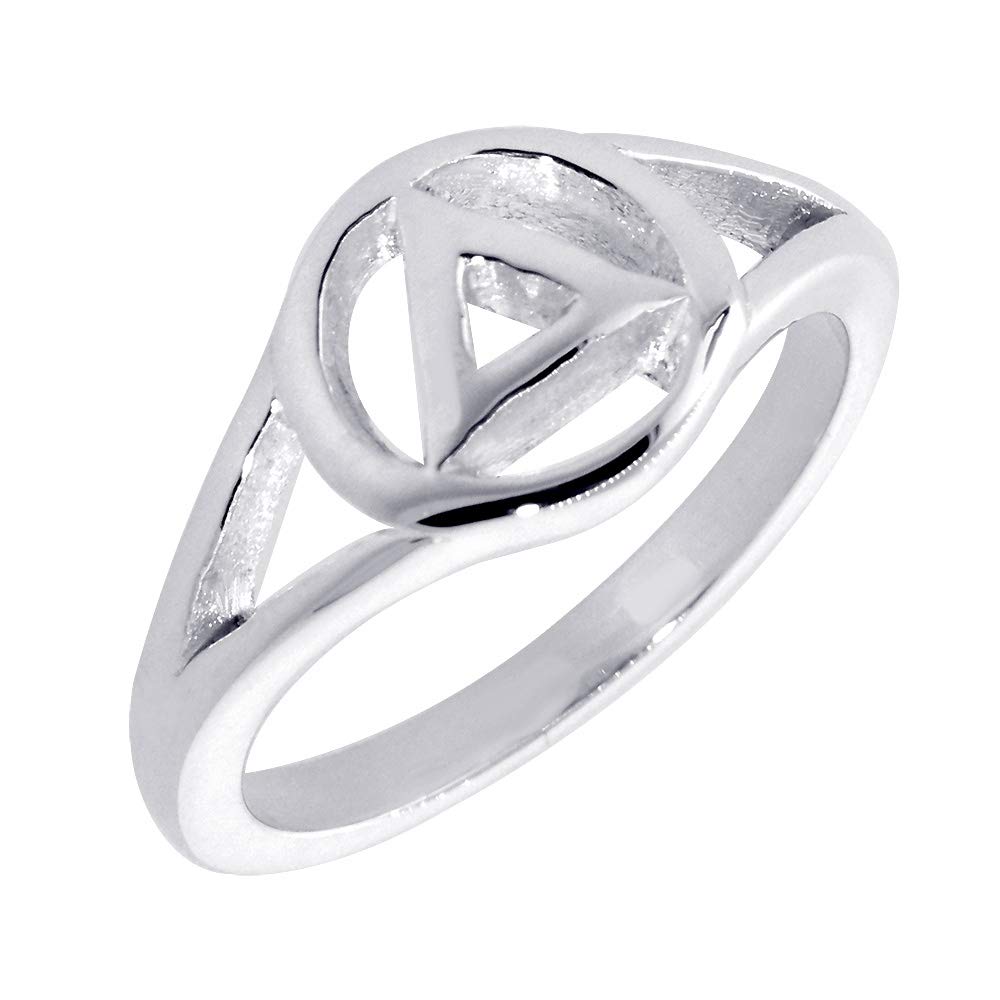 10mm Wide Alcoholics Anonymous AA Sobriety Ring in Sterling Silver - size 9.5