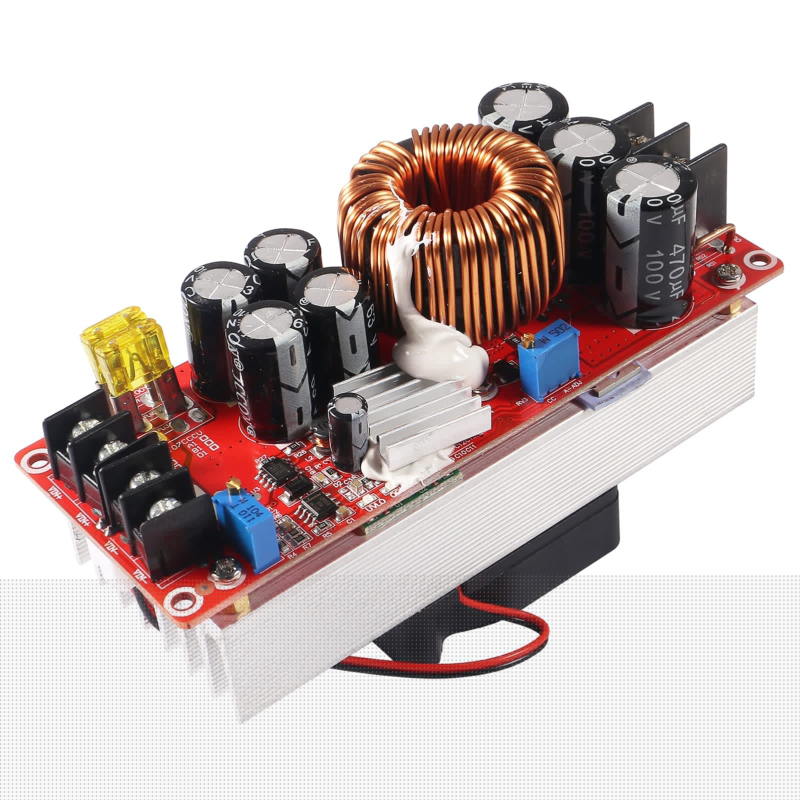 ACEIRMC 1500W 30A DC-DC Boost Converter DIY Step-up Boost Constant Stream Power Supply Module Board in 10-60V Out 12-90V Electric Unit Module (1500W 30A Boost Converter)