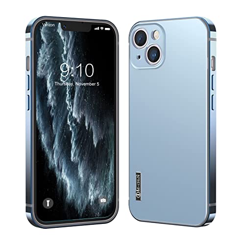 13peas Case for iPhone 13 Solid Color Slim Cover with Steel Metal Coated Plastic Frame,Anti-Scratch Protective Microfiber Lining Shell for Women Men (Pure Blue)