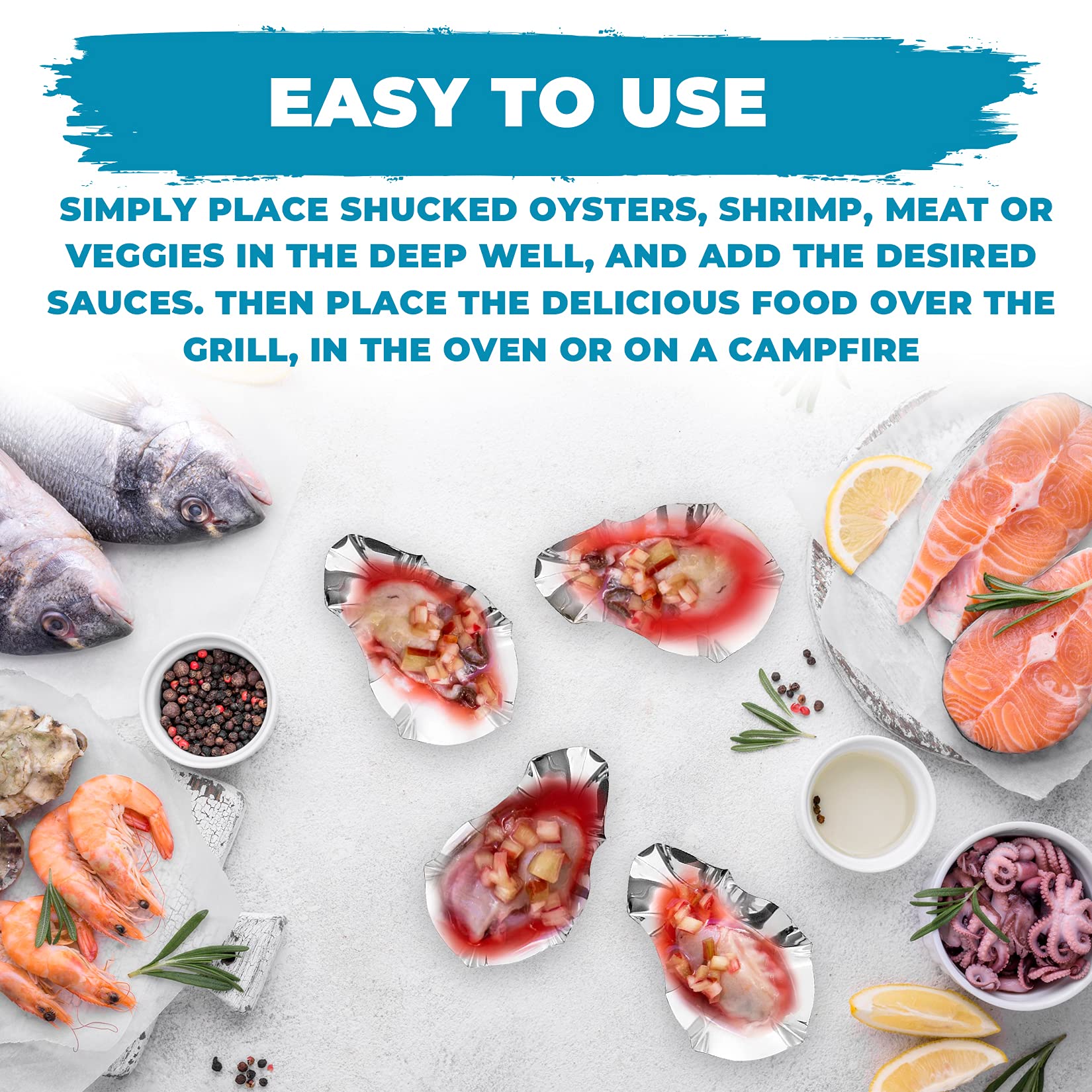 CIRAVI Stainless Steel Oyster Shells - 6 Piece Reusable Set - Flat Bottomed Shells - For Grilling or Cooking - Great for All Kinds of Seafood