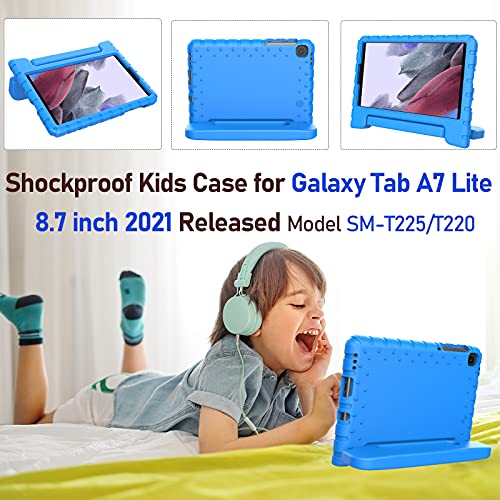 LTROP Kids Case for Samsung Galaxy Tab A7 lite 8.7 Inch 2021 SM-T225/T220, Galaxy Tab A7 Lite 8.7 Case, Shockproof Convertible Handle Stand Cover Case for Samsung Galaxy Tab A7 Lite 8.7” 2021, Blue
