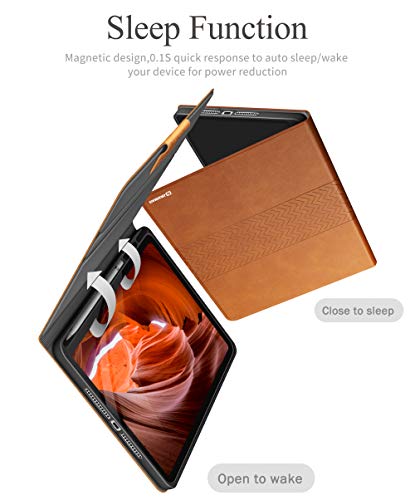 auaua Case for iPad 9th/8th/7th Generation 10.2 inch (2021/2020/2019 Released), with Pencil Holder, Vegan Leather, Auto Sleep/Wake Smart Cover (Brown)