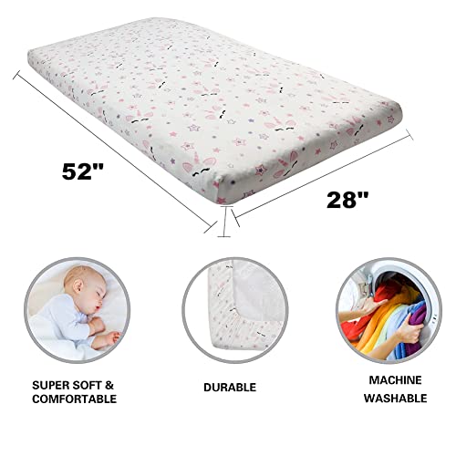 4 Pack Soft Baby Girl Crib Sheets for Standard Crib Mattress Unicron Rainbow Heart Cute Neutral Polyester Unisex Fitted Crib Sheets Set for Baby Girls