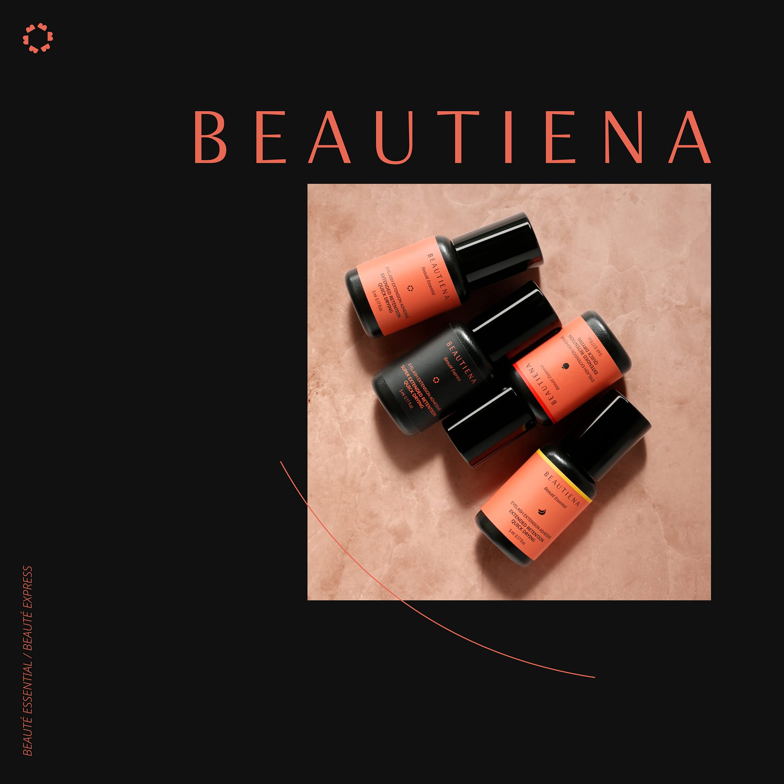 All New Professional Eyelash Extension Glue by BEAUTIENA β 7 Weeks Retention 1.0-2.0 Secs. Drying Time Semi-Permanent Long Lasting Lash Glue Eyelash Glue 0.17 Oz. (5ml) / Never for Self-Application