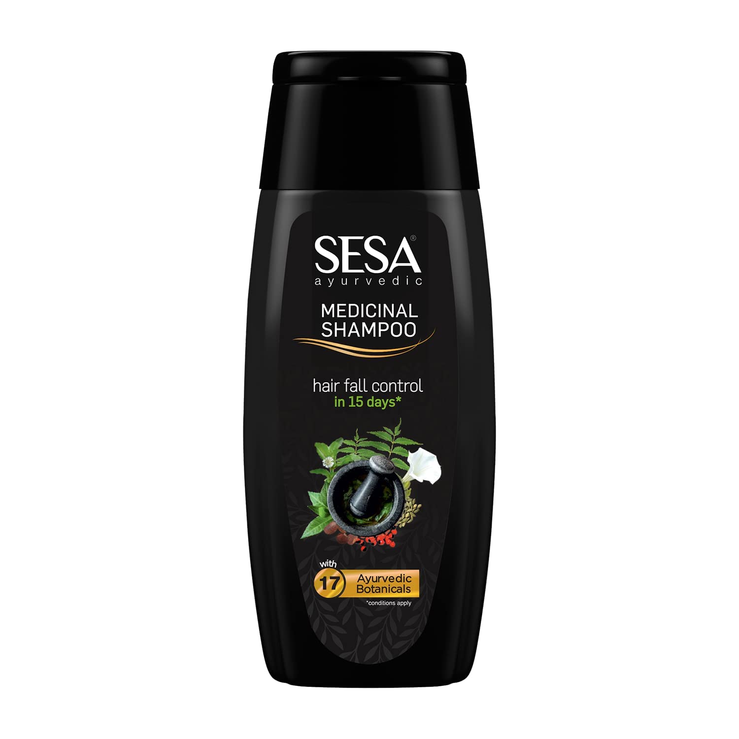 Sesa Ayurvedic Medicinal Shampoo, Bhringraj & 16 Rare Herbs, All Hair Types, 200 ml, Pack of 1, Paraben Free