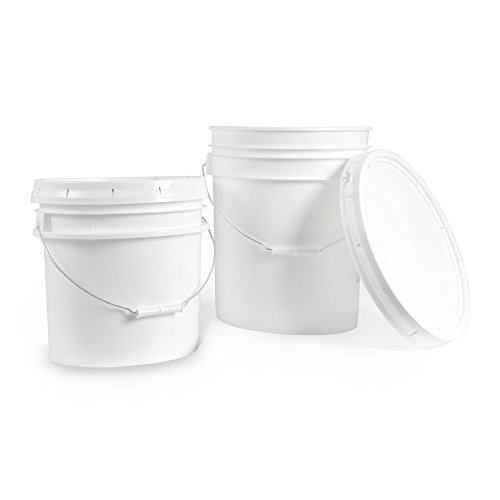 3.5 Gallon White Bucket & Lid - Set of 5 - Durable 90 Mil All Purpose Pail - Food Grade - Contains No BPA Plastic (3.5 Gal. w/Lids - 5pk)