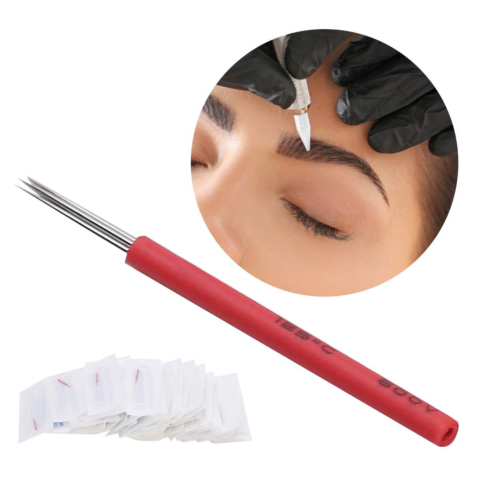 100pcs Microblading Needles Eyebrow Tattoo Needle Semi‑permanent Manual Tattoo Needle Piercing Tattoo Supplies for Beauty Personal Care Tattoo(5RL)