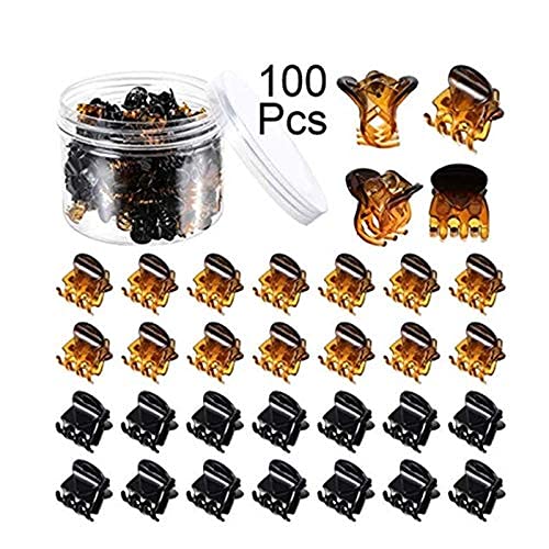 1cm black/brown/Transparent Mini Hair Claw Clips Plastic Claws Pins Clamps Small Jaw for Girls and Women(black+brown each 50 pieces)…