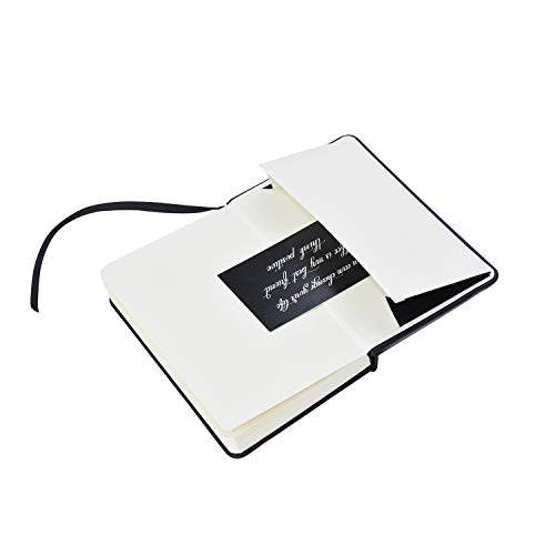 2-Pack Pocket Notebook Pocket Size 3.5" x 5.5" Hardcover Bound Journal Blank Paper Mini Notepad with Pen Holder Inner Pocket Black Leather Bound for Journal Sketchbook Composition Notebook