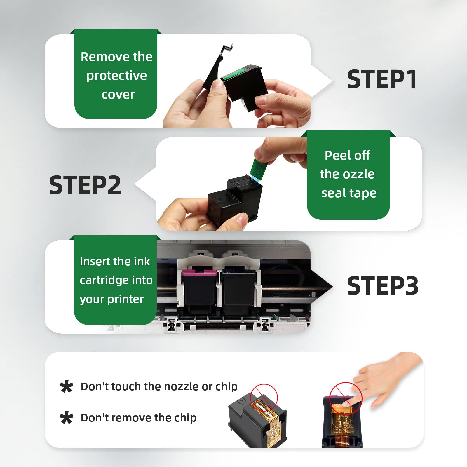 64XL Ink Cartridge Black Color Replacement for HP Ink 64 XL for Envy Photo 7858 7855 7155 6252 7120 7158 7164 Tango X Printer(1 Black, 1 Tri-Color)