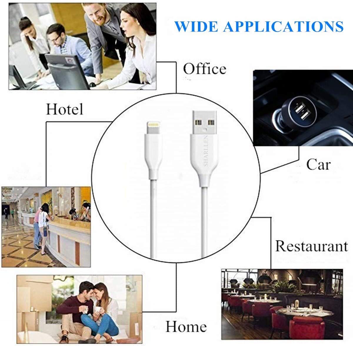 sharllen iPhone Charger Cable Lightning Cable 5 Pack[3/3/6/6/10FT] Fast Charging Cords Syncing Extra Long USB iPhone Charging Cable Compatible iPhone 11/ XS/Max/XR/X/8/8P/7/7P/6/iPad/iPod White