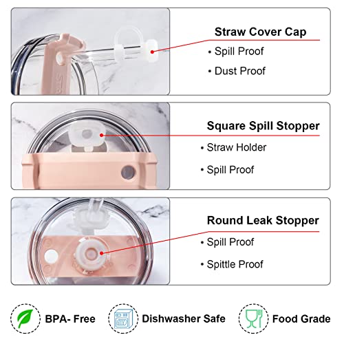 2023 New Set Straw Cover Straw Replacement Boot Sleeve Spill Stopper for Stanley Cup 40 oz 30 oz Quencher, 15 Pack Tumbler Accessories for Stanley Cup
