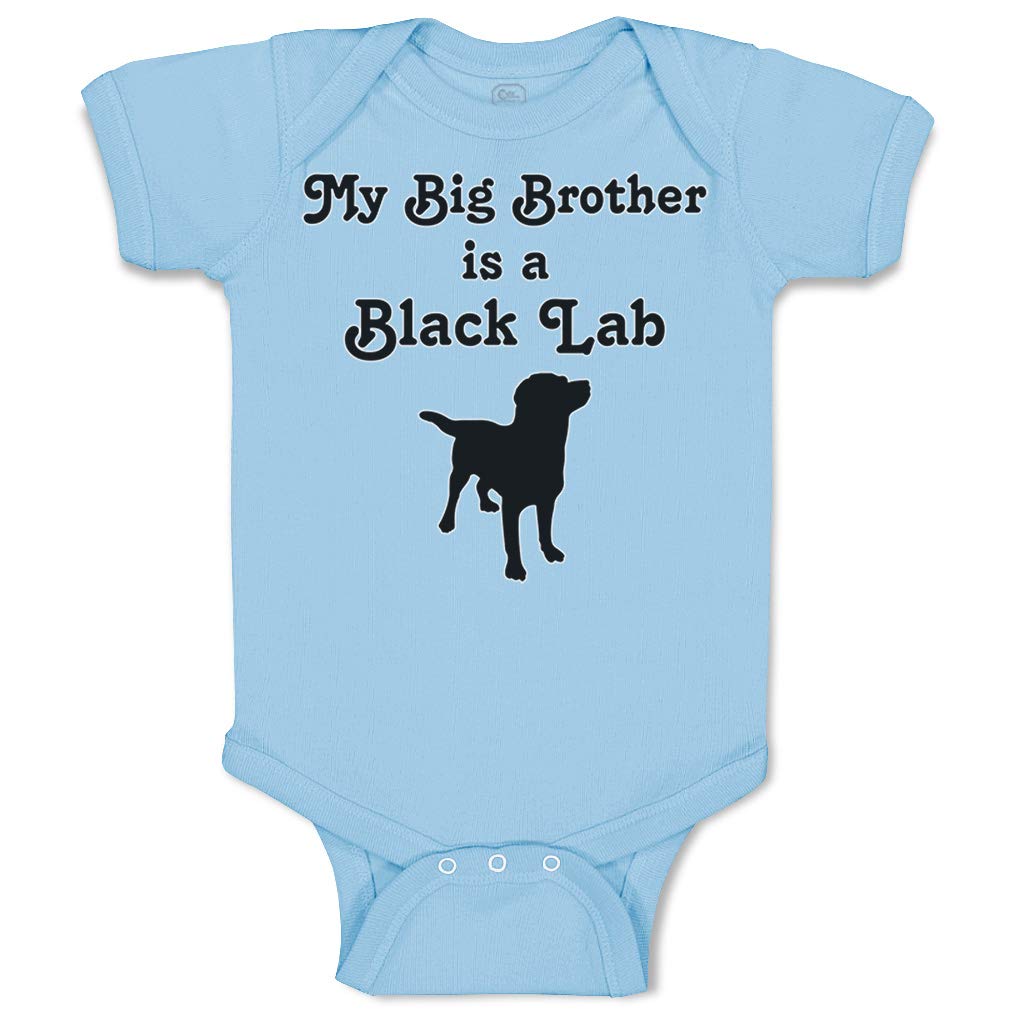 Cute Rascals Baby Bodysuit My Big Brother Is A Black Lab Dog Lover Pet Boy & Girl Baby Clothes Funny Cotton Light Blue Design Only 6 Months