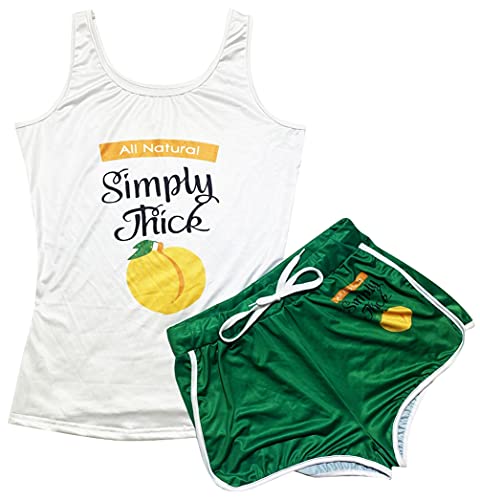 NEWSITE 2 Piece Outfits Sleeveless Cute Cami Tank Top with Shorts Set for Girls,Simply Thick,S