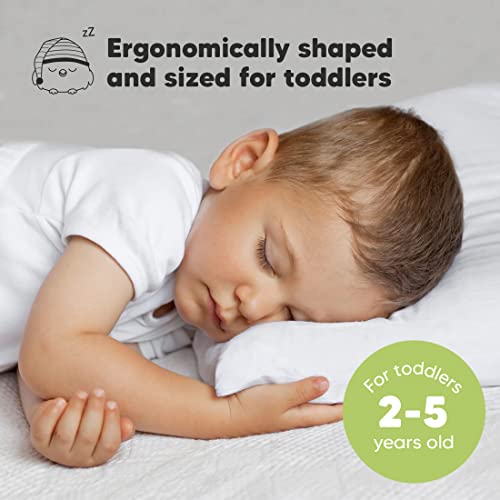 2-Pack Soft Organic Cotton Pillows for Sleeping - 13X18 Small Toddler Kids Pillow for Travel, School, Nap, Age 2 to 5 (Soft White)