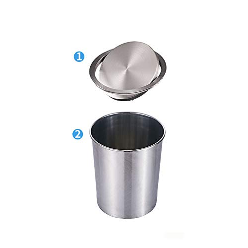 Built-in Countertop Kitchen Trash Cans Trash Bin Waste Chute - Stainless Steel Balance Swing Flap Lid - Round Recessed Garbage Can,Silver