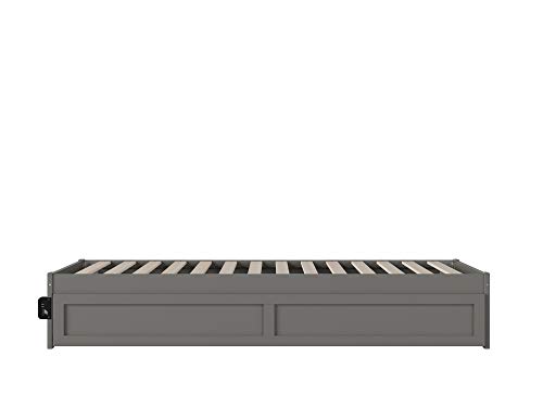AFI, Colorado Bed with USB Turbo Charger and Twin Extra Long Trundle, Twin Extra Long, Grey