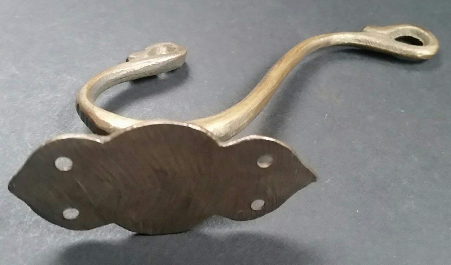 2 Large Solid Brass Vintage Antique Style Ornate Double Coat Hat Towel Hooks 6" #C11