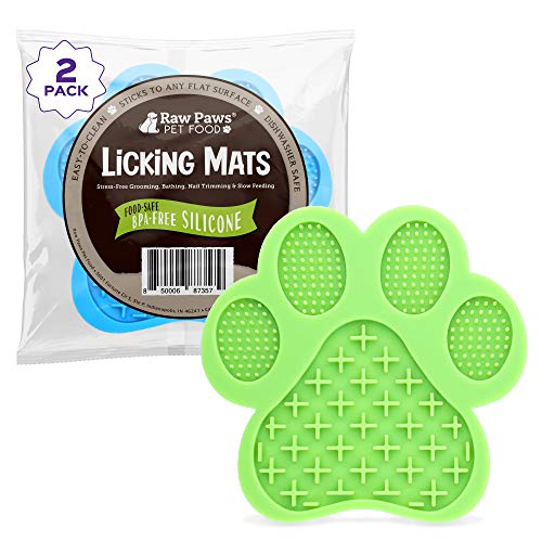 Raw Paws Lick Pad Mat for Dogs & Cats, 2-ct - Boredom Busters for Dogs in Shower, Floor & Wall - Licking Mat for Dogs - Dog Distraction Mat - Dog Slow Feeder Mat - Interactive Mat for Calming Anxiety