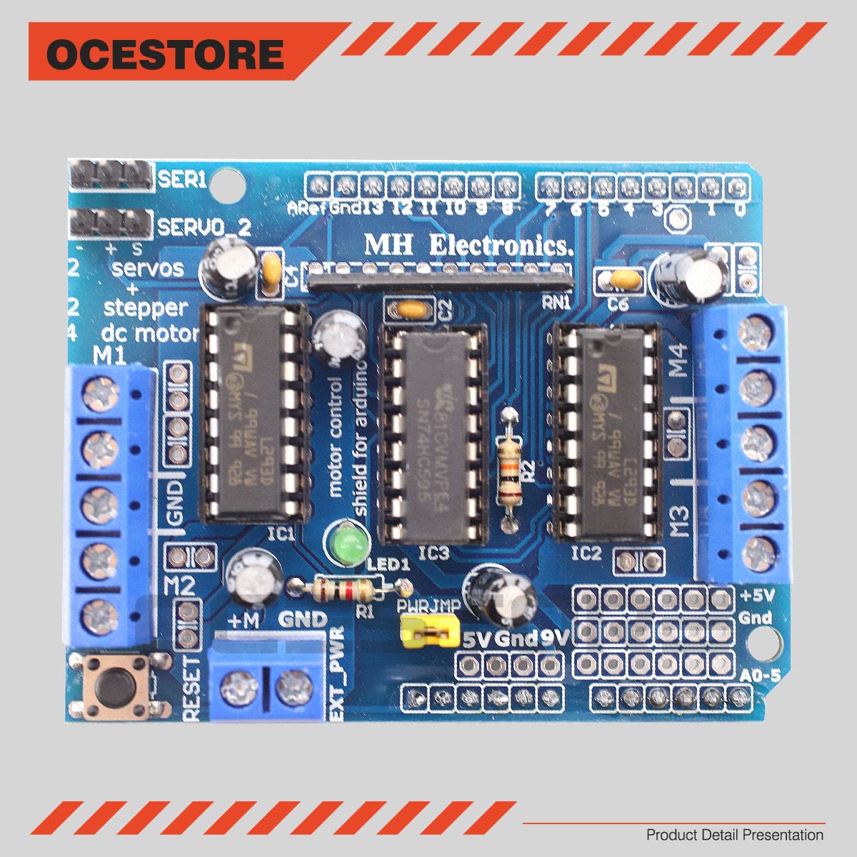 OCESTORE L293D Motor Drive Shield Expansion Board Compatible with Duemilanove Mega UNO R3 AVR