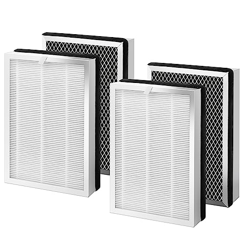 4 PACK MA-25 Replacement Filters Compatible with Medify MA-25 Air Purifier, 3-in-1 Pre-Filters, H13 True HEPA and Activated Carbon Filter for Wildfire Smoke, Pet Dander, Dust, Odors, Pollen
