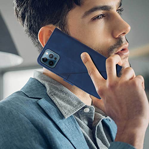 12 Pro Max Case,Compatible for iPhone 12 Pro Max Wallet Case,[Kickstand][Wrist Strap][Card Holder Slots] TPU Interior Protective PU Leather Folio Flip Cover for iPhone 12 Pro Max Case 2022 (Blue)