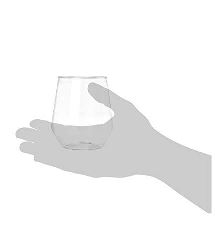 32 count 12 oz Unbreakable Stemless Plastic Wine Champagne Glasses Elegant Durable Reusable Shatterproof Indoor Outdoor Ideal for Home, Office, Bars, Wedding, Bridal Baby Shower