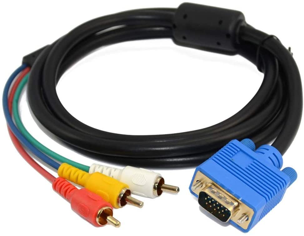 5FT / 1.5M VGA to 3 RCA Cable VGA Male Cable 15 pin Digital to Analog PC TV Video Cable AV Adapter HDTV Laptop PC DVD Display Cable Converter