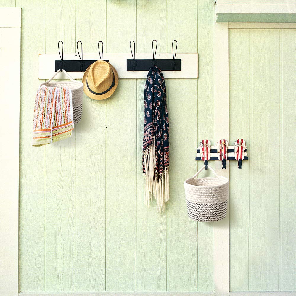 2pack Hanging Basket,100% Natural Cotton,With Free Hooks, Baby Nursery and Home Décor Cotton basket