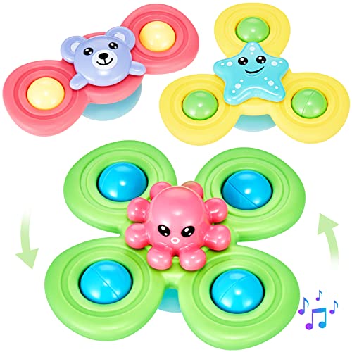 Bibibi Baby Toys, Bath Toys for Toddlers 1 3, Toddler Toys, Baby Travel Essential, Fidget Spinner, Sensory Toys, Bath Toy for Infants 6 12 Months, Baby Boy Toys, Toddler Girl Toys, Suction Cup Toys